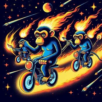 Monkeys in Space/climbing Trees/ Dancing/ Playing Cards - Etsy