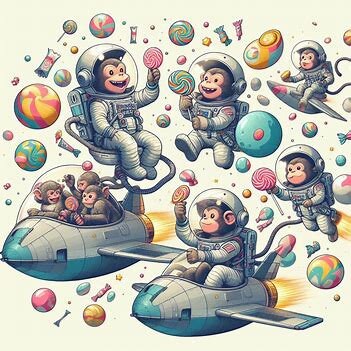 Monkeys in Space/climbing Trees/ Dancing/ Playing Cards - Etsy