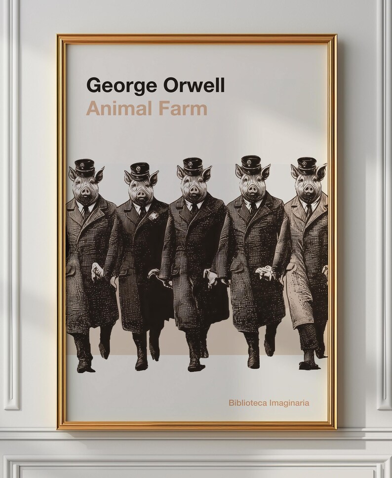 Animal Farm Book Cover Art Print: Vintage Orwell Dystopian Poster ...