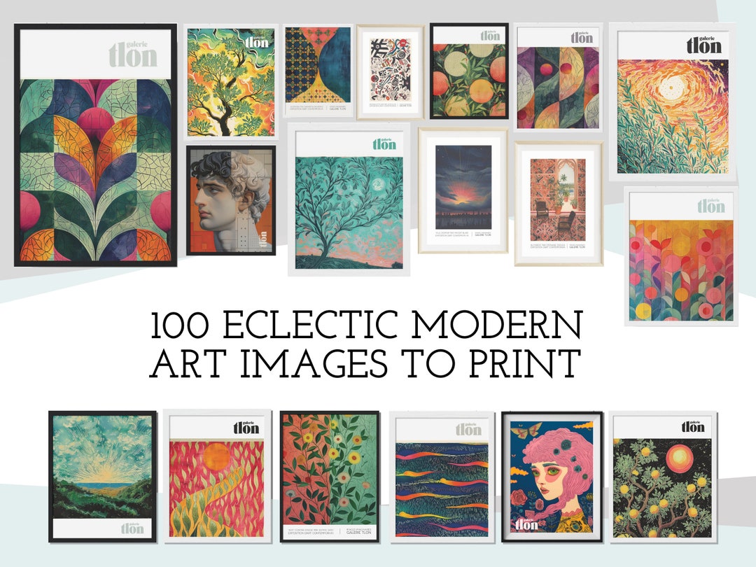 100 Prints Gallery Wall Collection, Printable Art, Abstract Boho ...