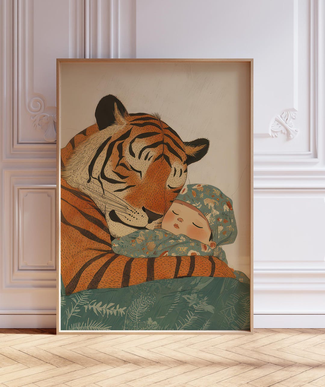Cute Nursery Print, Baby and Tiger Print, Vintage Tiger, Vintage ...