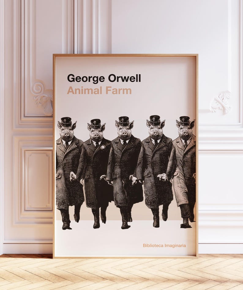 Animal Farm Book Cover Art Print: Vintage Orwell Dystopian Poster ...
