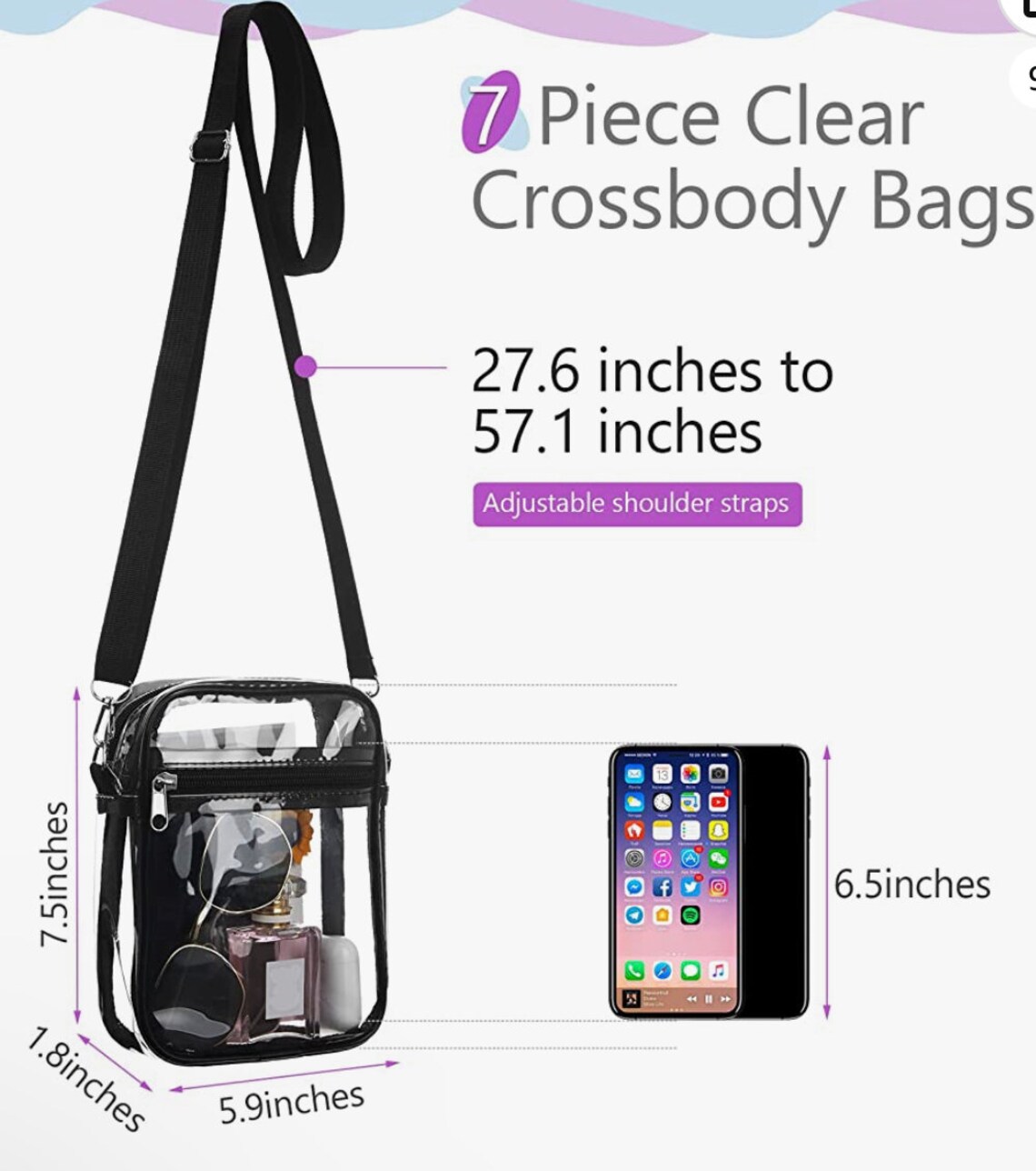 Custom Clear Concert Bag, Clear Bag, Cross Body Bag, Stadium Bag ...