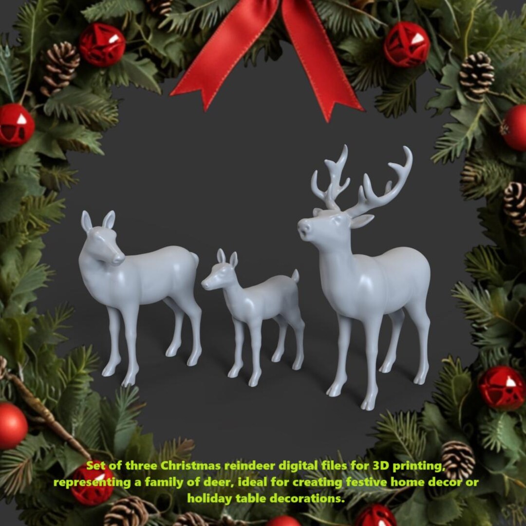 Charming 3D Printed Reindeer Set – Perfect for Christmas Decor ...