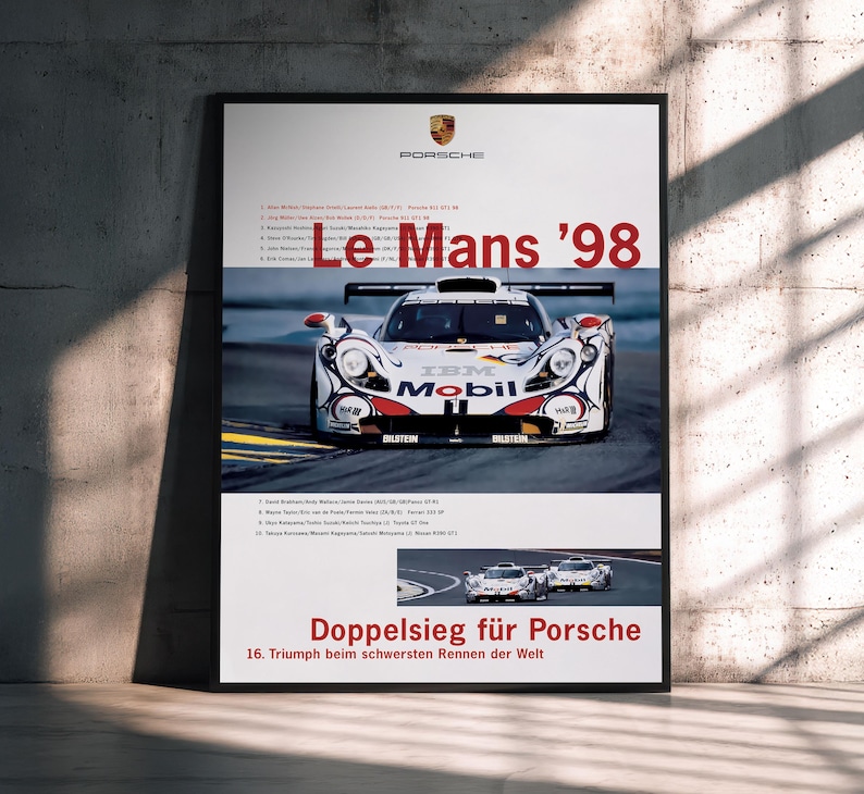 Porsche 911 Le Mans Poster 1998 – Iconic Endurance Racing Print ...
