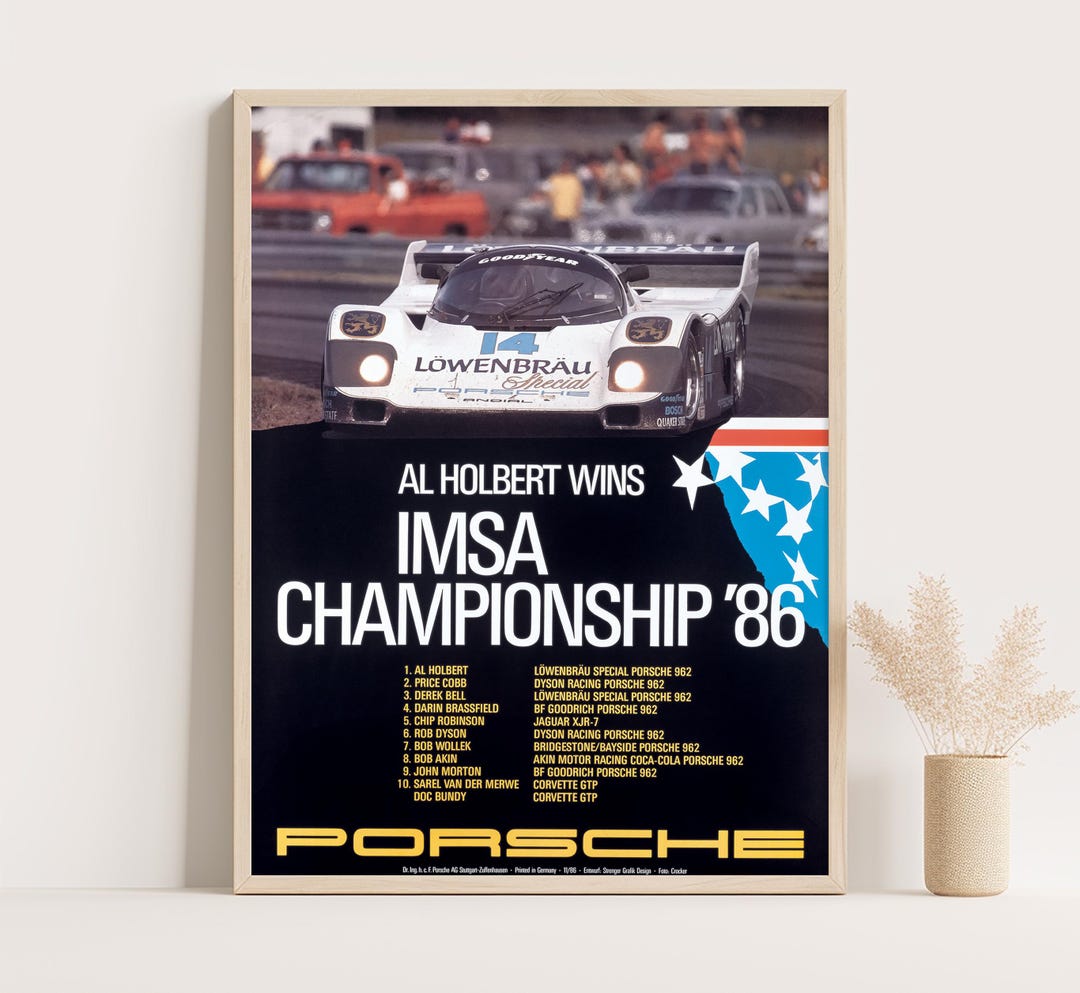 Porsche Race Car Poster | 1986 IMSA Championship | Vintage Motorsport ...