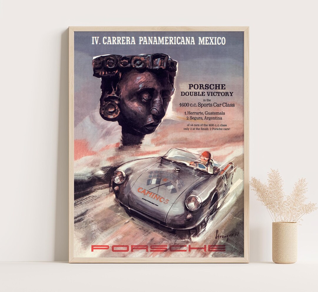 Porsche Poster | Vintage Porsche Poster Carrera Panamericana | 50s Car ...