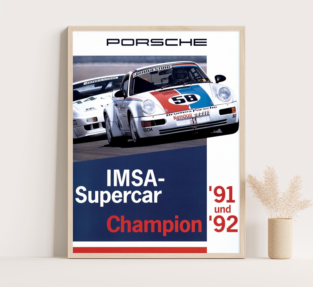 Porsche 911 Poster 1992 IMSA Champion | Vintage Race Car Motorsport ...