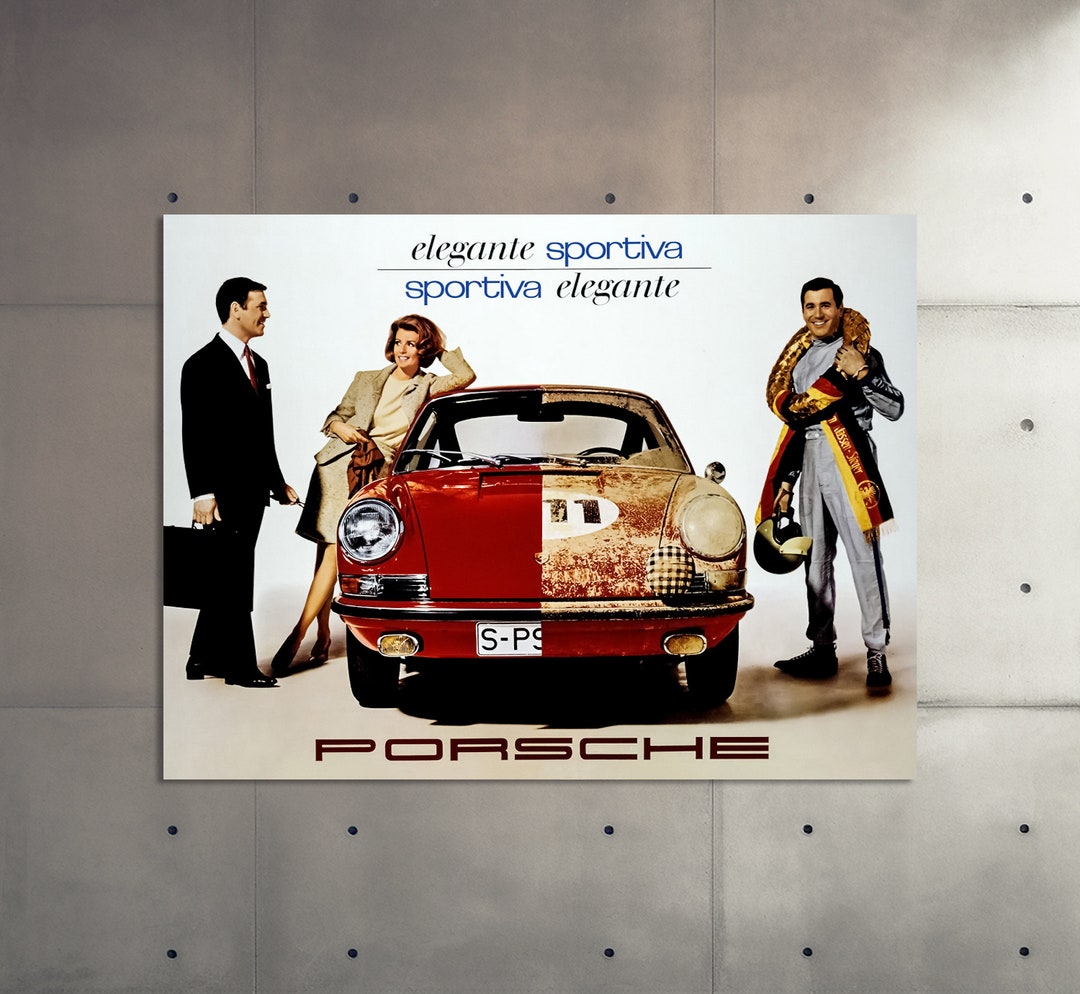 Porsche Poster Vintage Porsche Elegante Sportiva Advertising Poster ...
