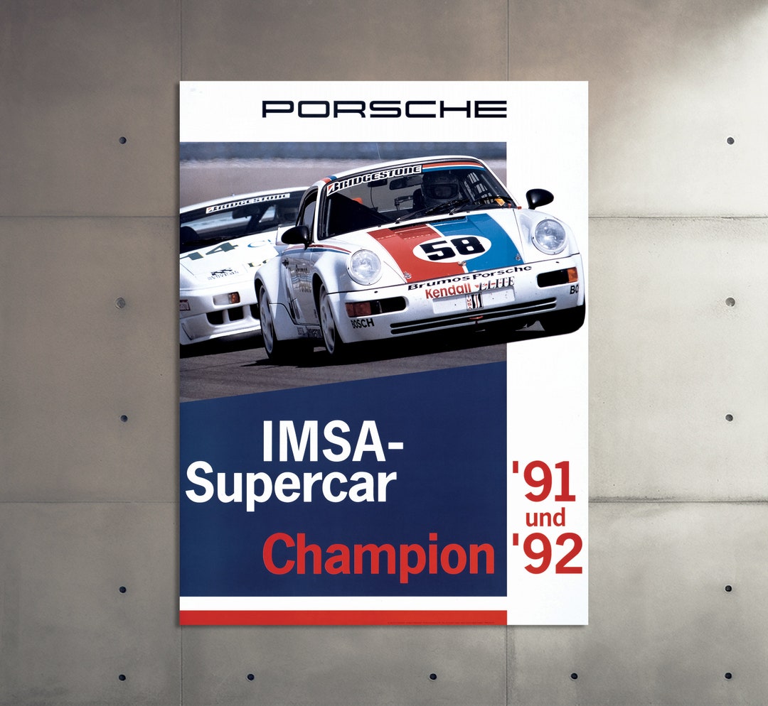 Porsche Poster Vintage Porsche IMSA Supercar Champion Motorsport Racing ...