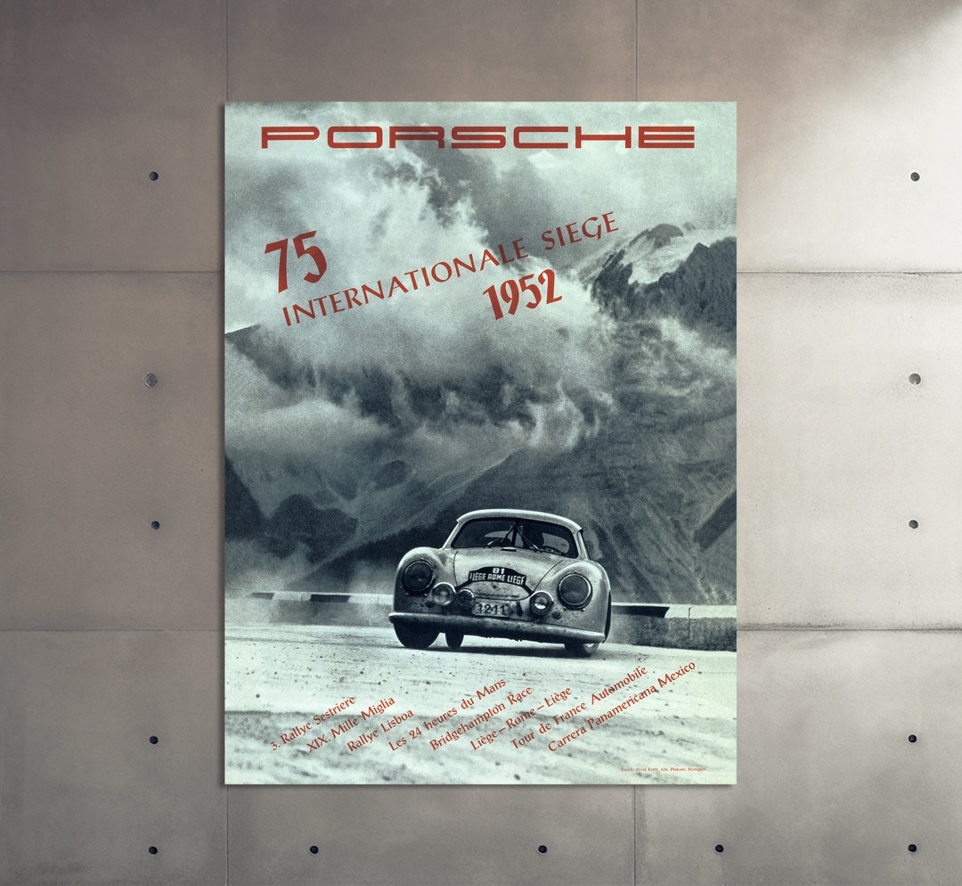 Porsche Poster Vintage Porsche 75 International Wins 1952 Racing Poster ...