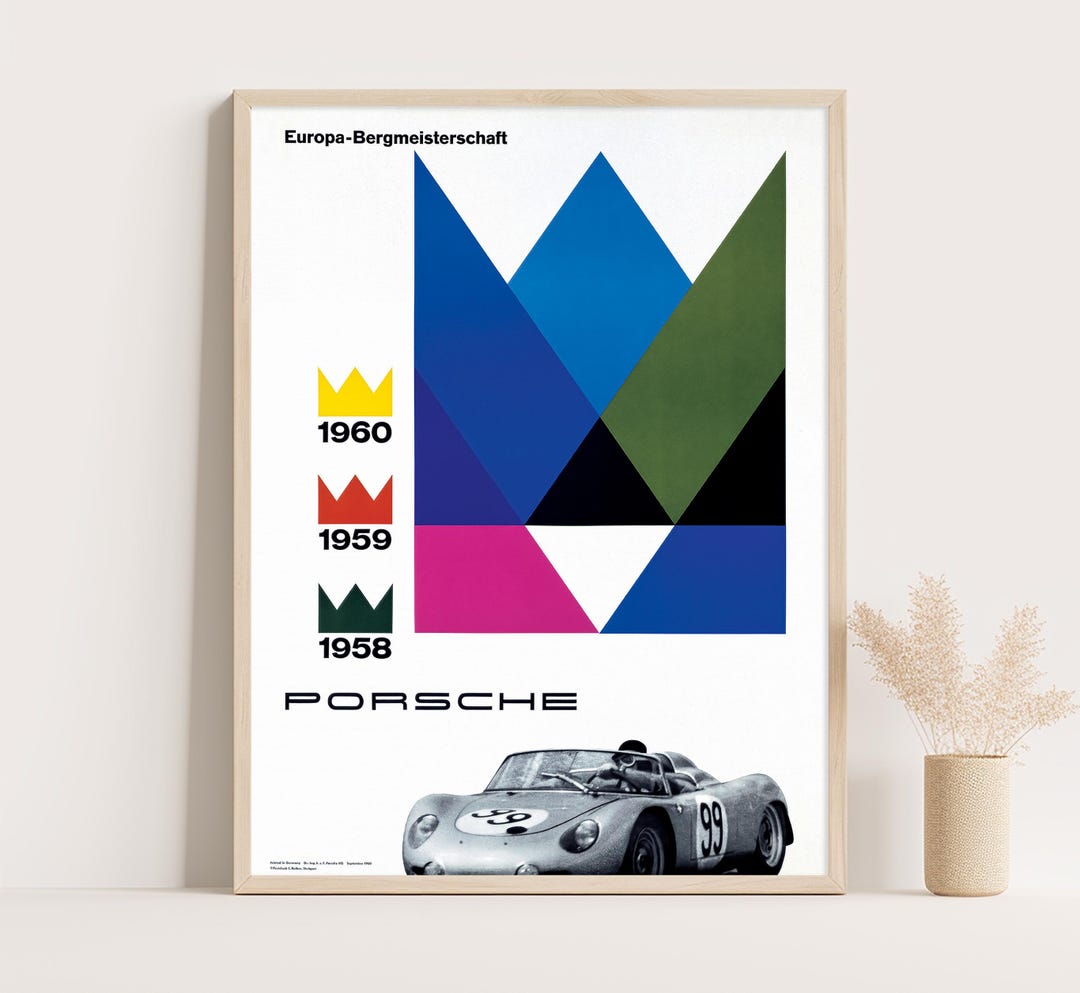 Vintage Porsche Racing Poster: Mid-century 1960s European Championship ...