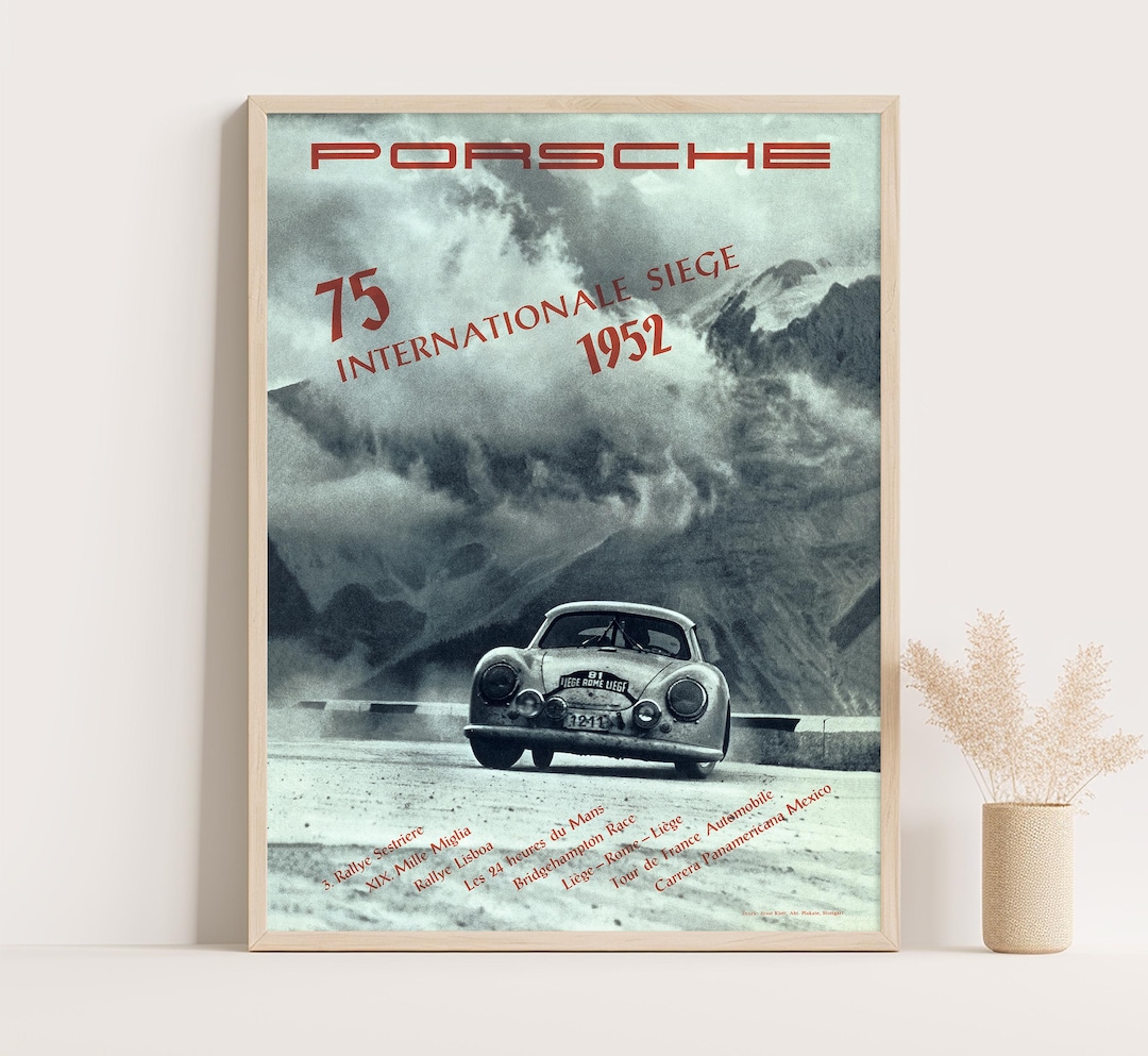 Vintage Porsche Poster 1952: Mid-century Motorsport Race Car Wall Art ...