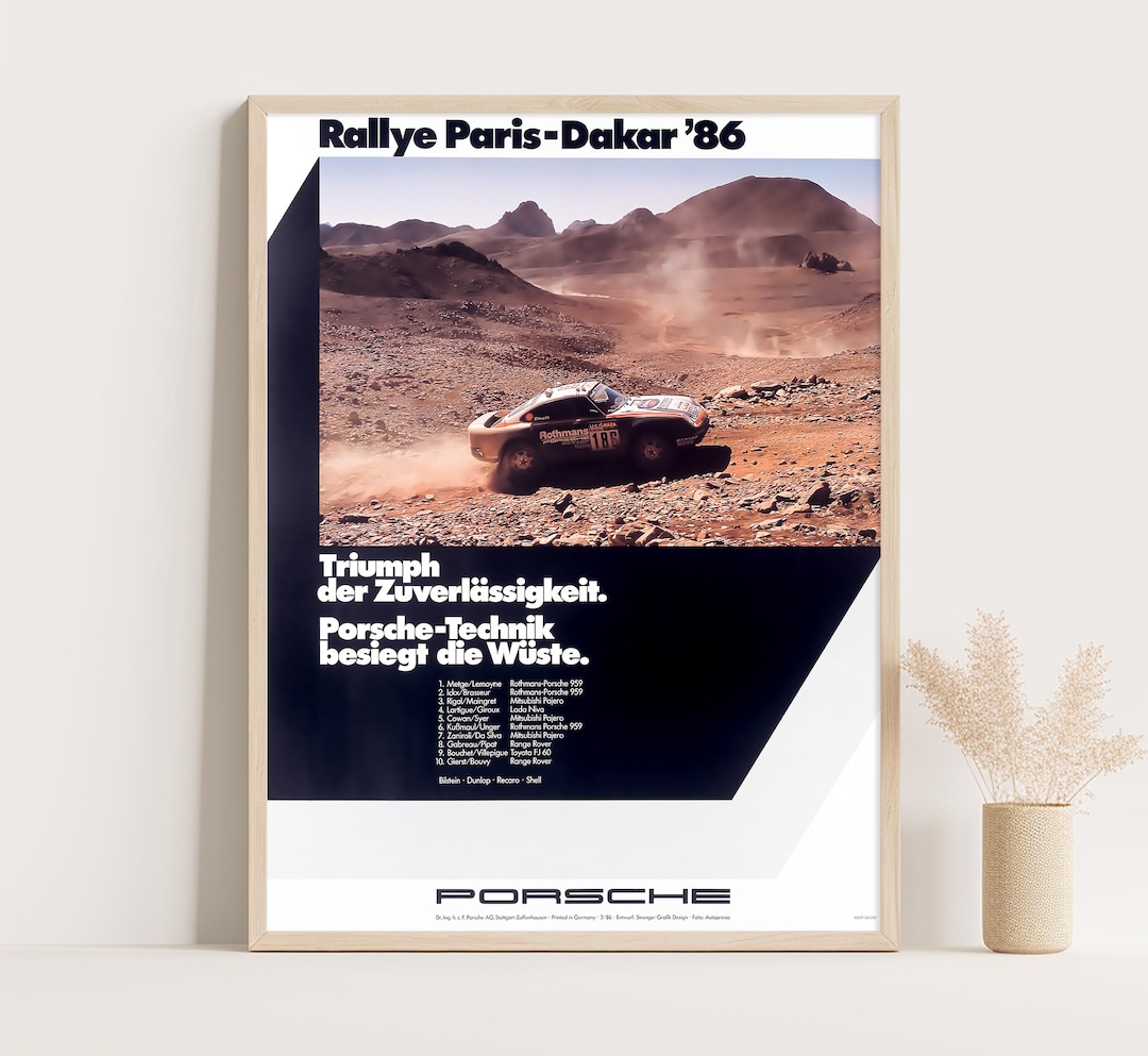 Vintage Porsche Dakar Rally Poster: 1986 Race Car Print - Etsy