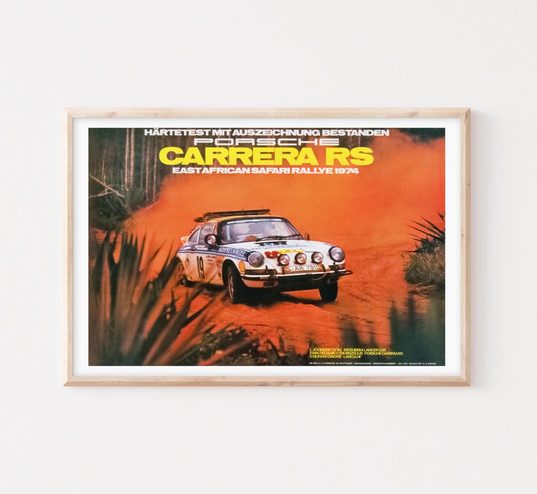 Porsche 911 Carrera RS Safari Rally Poster 1974 | Vintage Motorsport ...