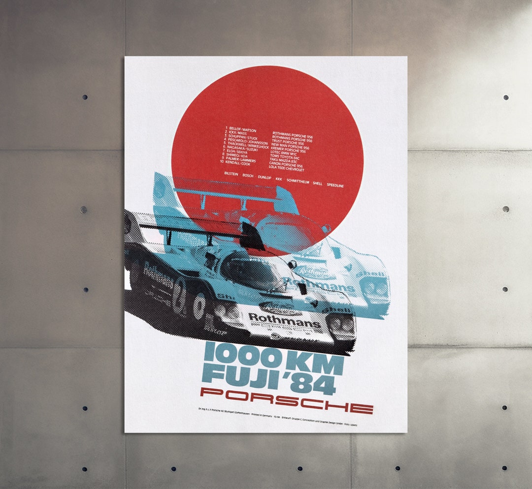 Porsche Poster Vintage Porsche 1000 Km Fuji 1984 Motorsport Racing ...