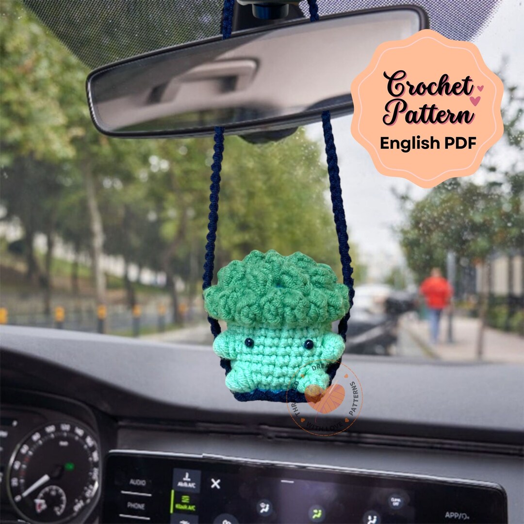 Cute Broccoli Rearview Mirror Crochet Car Decor Pattern, Junky ...