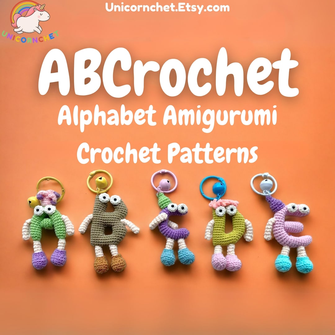 ABCrochet Alphabet Amigurumi Crochet Patterns, 26 Lettres Porte-clés Crochet Pattern Alphabet ...