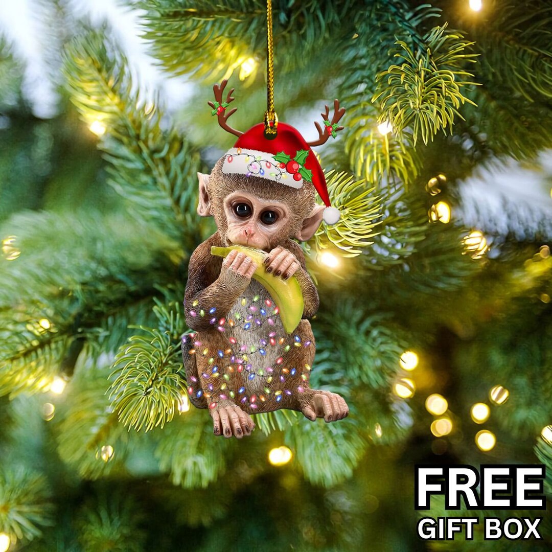 Ornement de singe Cadeaux singe 2D Décoration d'arbre de - Etsy France