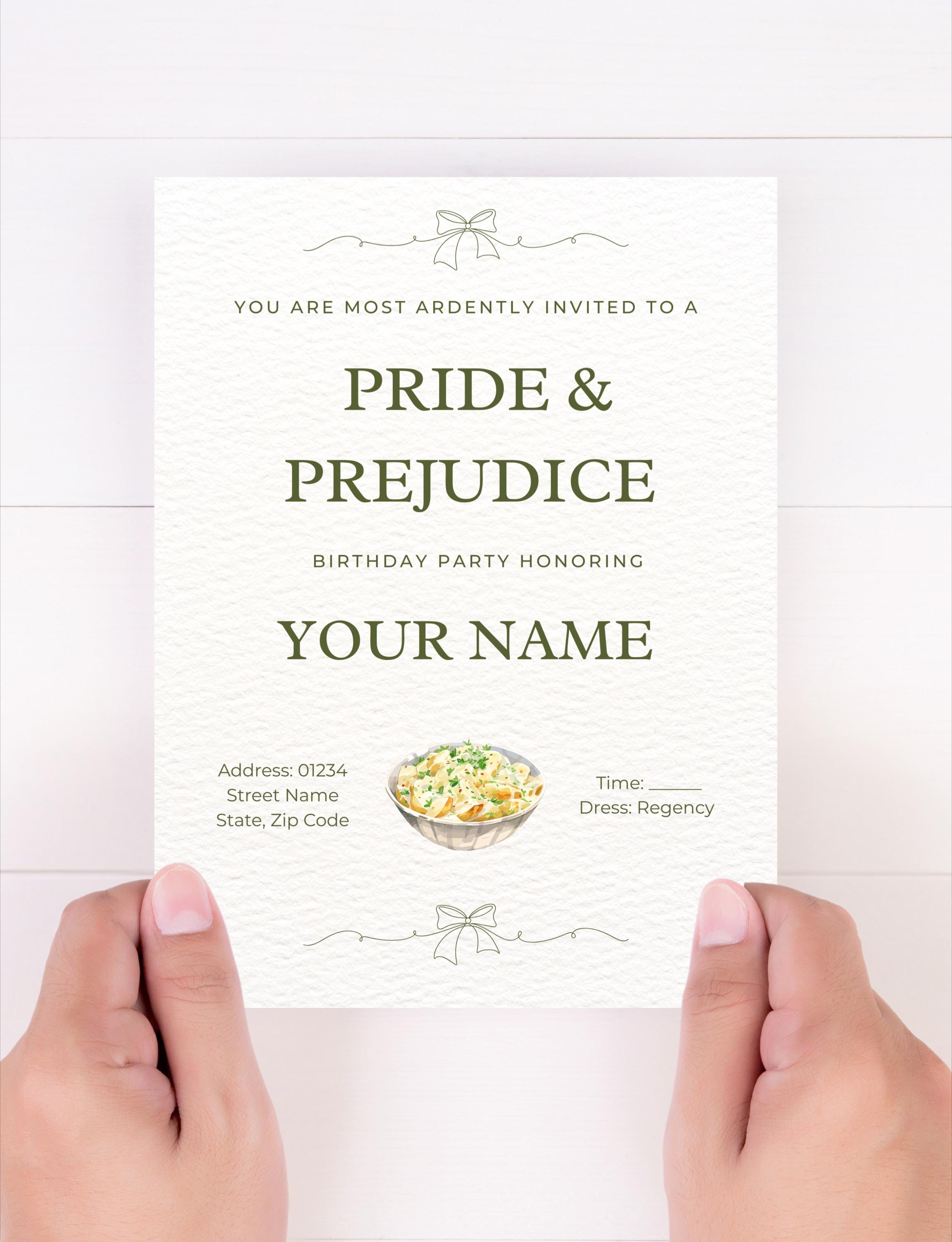 Pride and Prejudice Birthday Party Invitation Template for Canva - Etsy