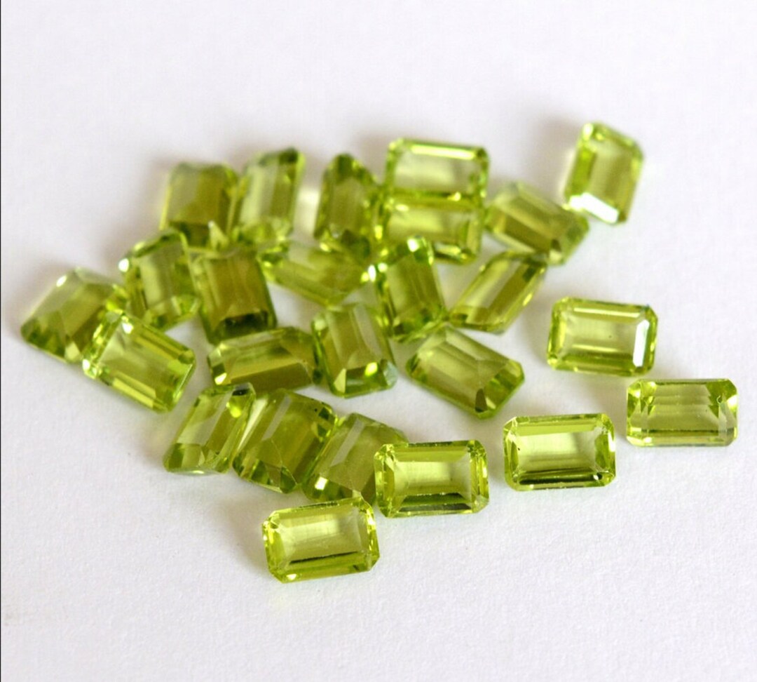 Emerald Cut High Quality Real Peridot Loose Gemstone for Pendant, 11x9 ...