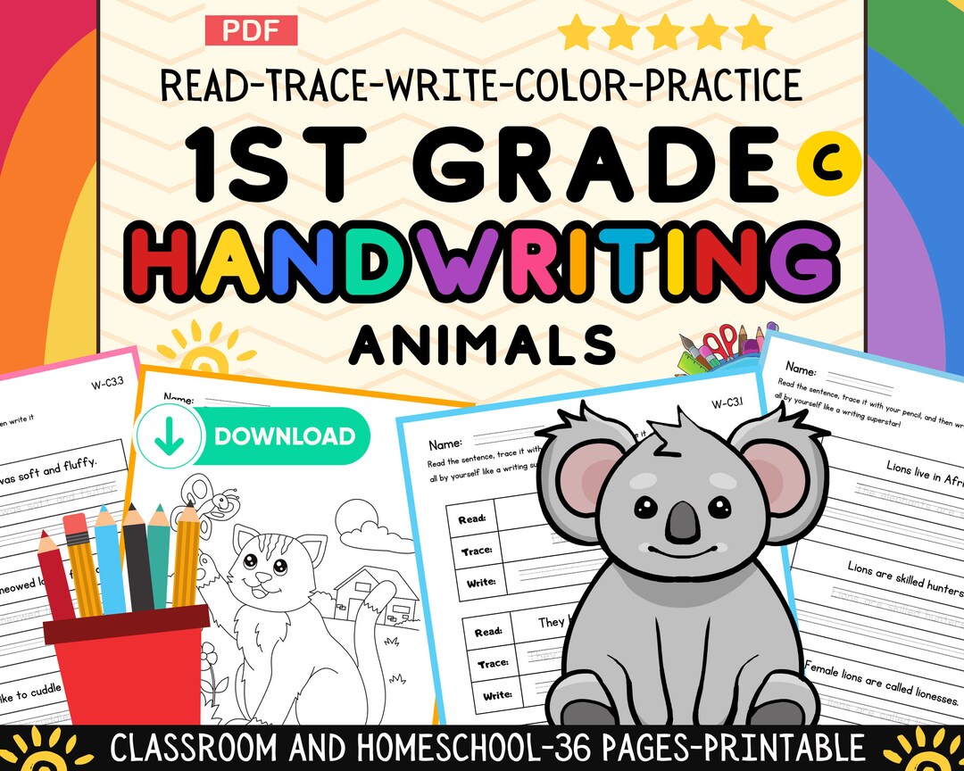 1st Grade Handwriting Exercises With Sentences and Coloring Pages ...