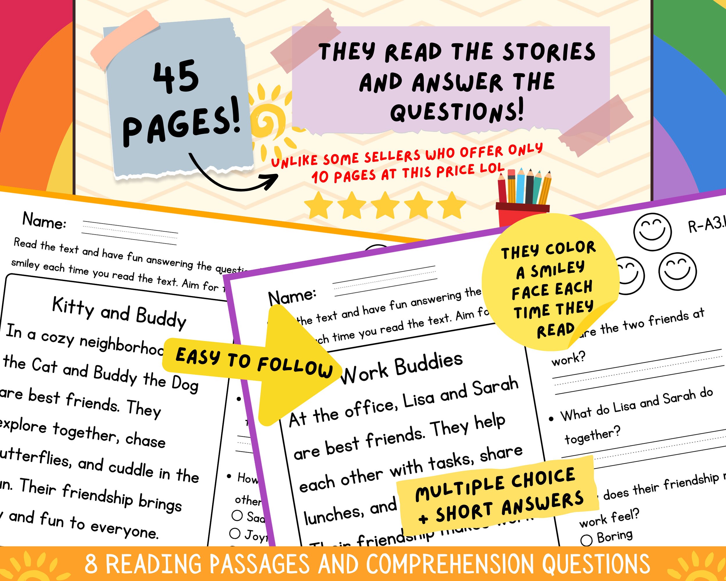 1st Grade Reading Comprehension Worksheets About Friendship,printable ...