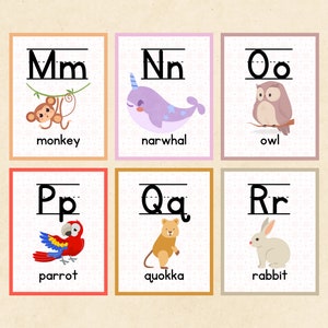 Alphabet Posters Classroom Decoration Printables, Animals, Colorful ...