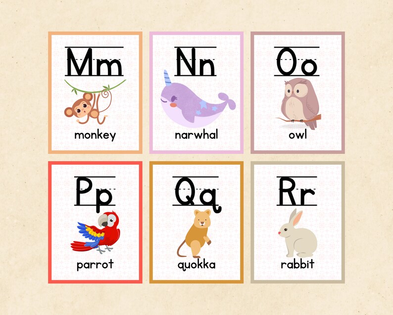 Alphabet Posters Classroom Decoration Printables Animals - Etsy