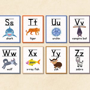 Alphabet Posters Classroom Decoration Printables, Animals, Colorful ...