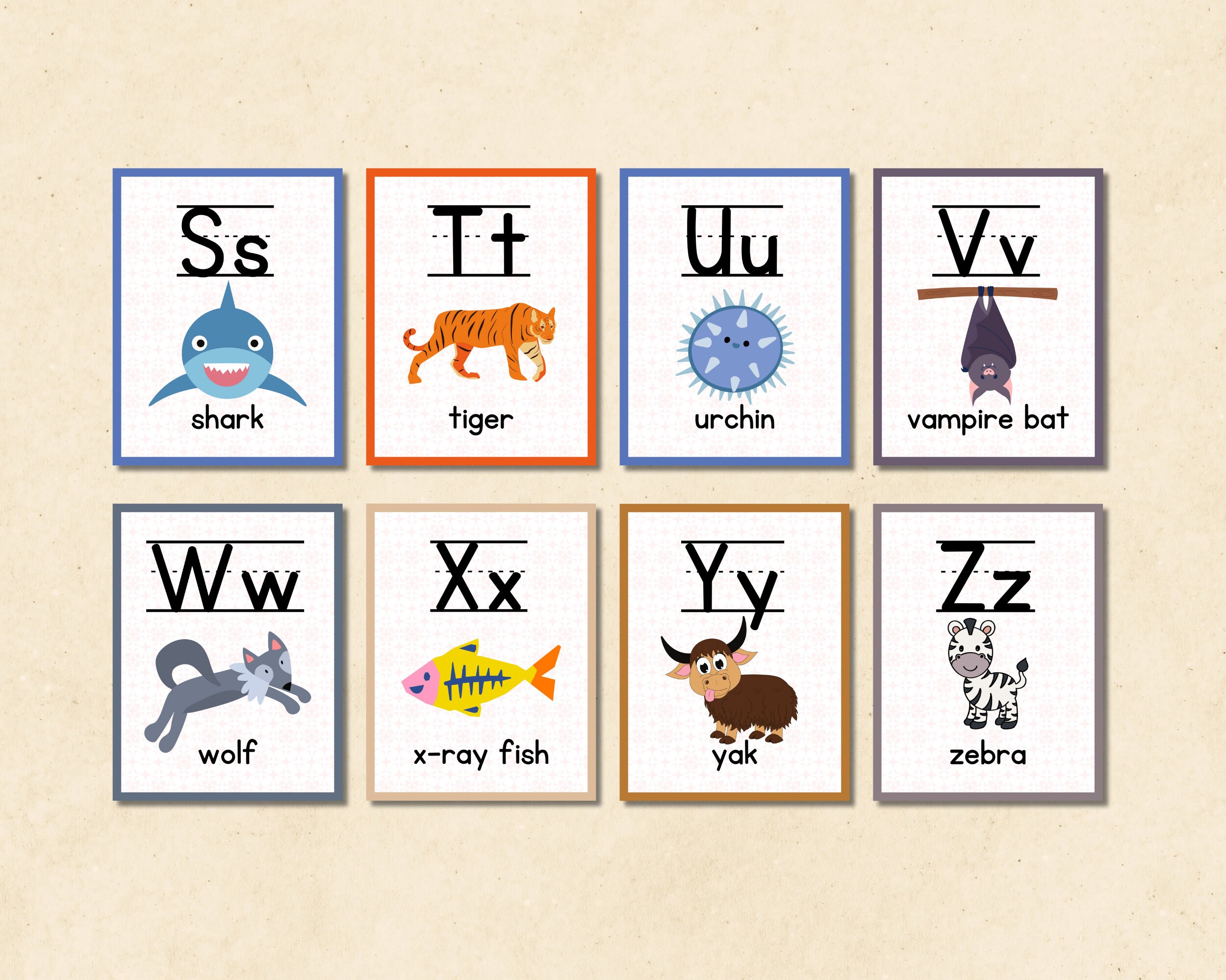 Alphabet Posters Classroom Decoration Printables, Animals, Colorful ...