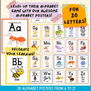 Alphabet Posters Classroom Decoration Printables, Animals, Colorful ...