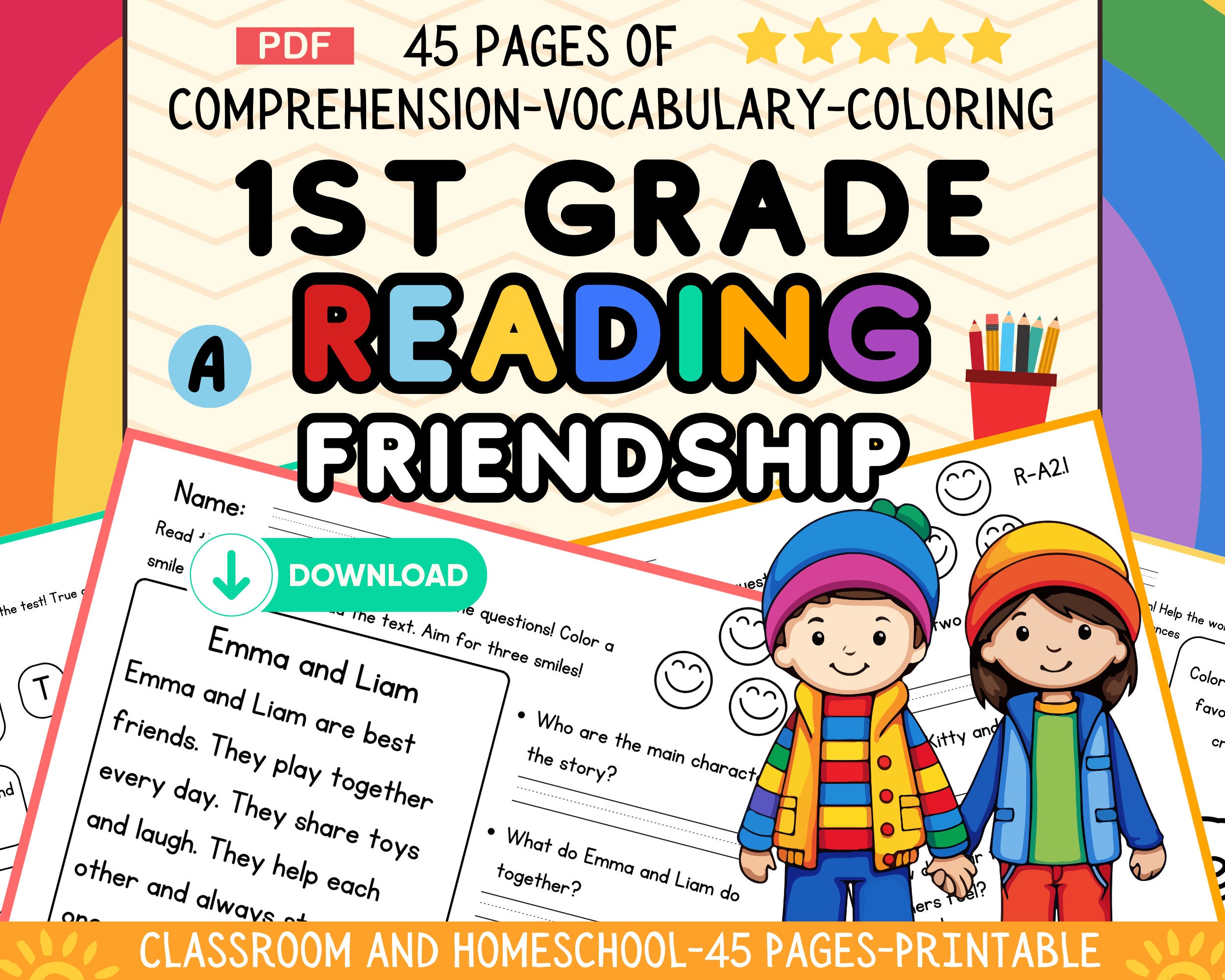 1st Grade Reading Comprehension Worksheets About Friendship,printable ...