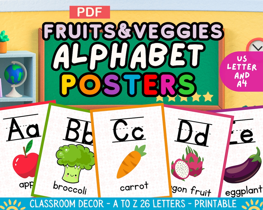 Alphabet Posters,fruits and Vegetables,classroom Decoration Printables ...