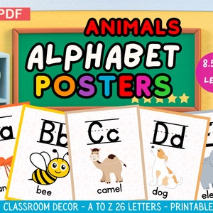 Alphabet Posters Classroom Decoration Printables, Animals, Colorful ...