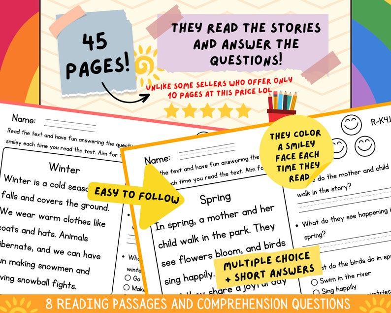 1st Grade Reading Comprehension Worksheets Seasons,printable Classroom ...