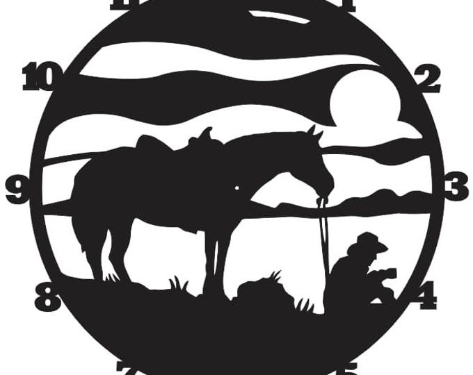 Horse Wall Clock, Horse Clock, Western Clock, Cowboy Wall Clock, CNC ...