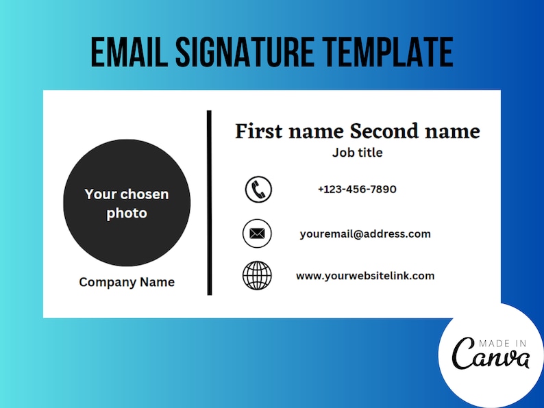 Email Signature Template, Logo and Photo Business Card, Minimalist ...