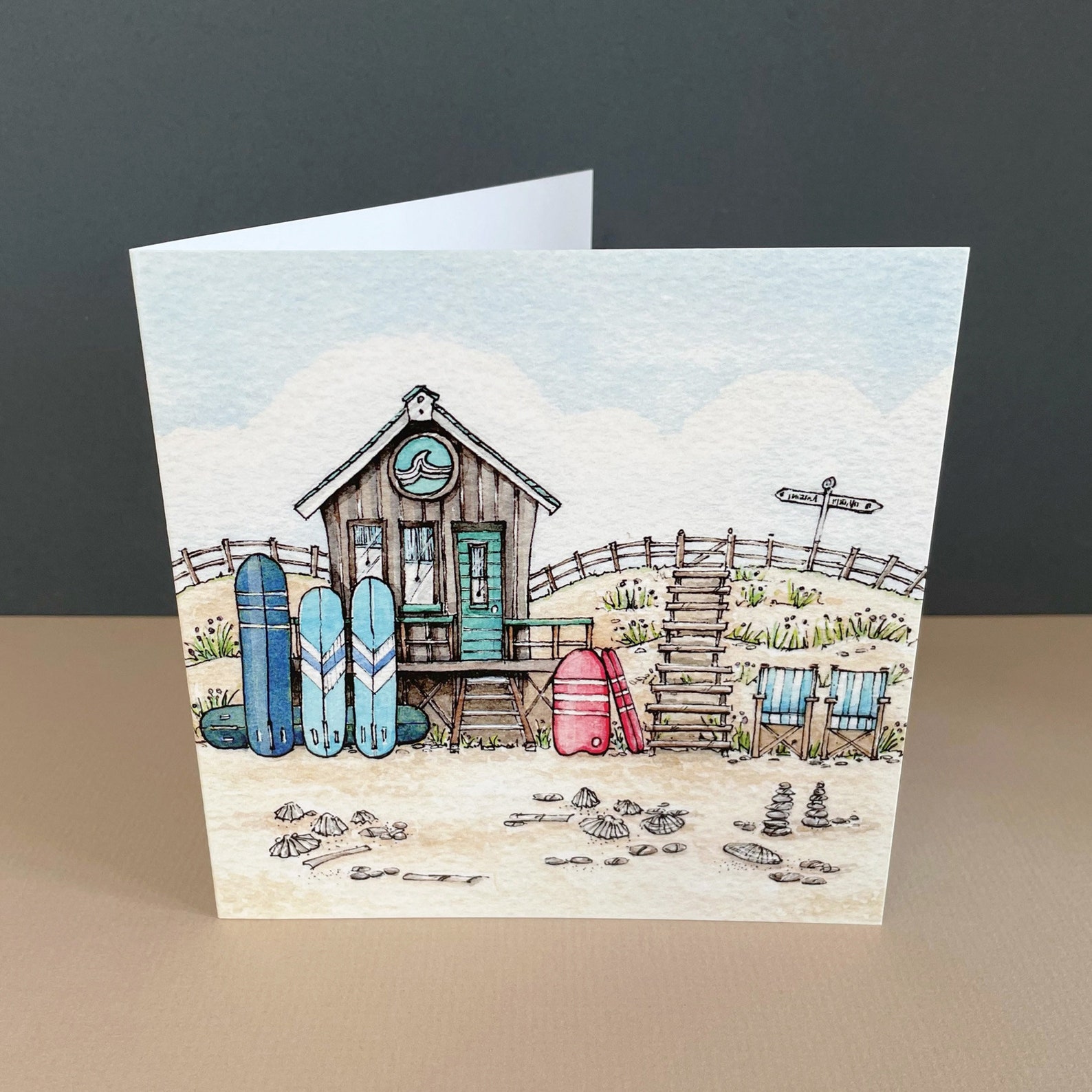Beach Hut Life Surf Beach Hut Greeting Card - Etsy