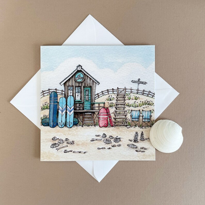 Beach Hut Life Surf Beach Hut Greeting Card - Etsy
