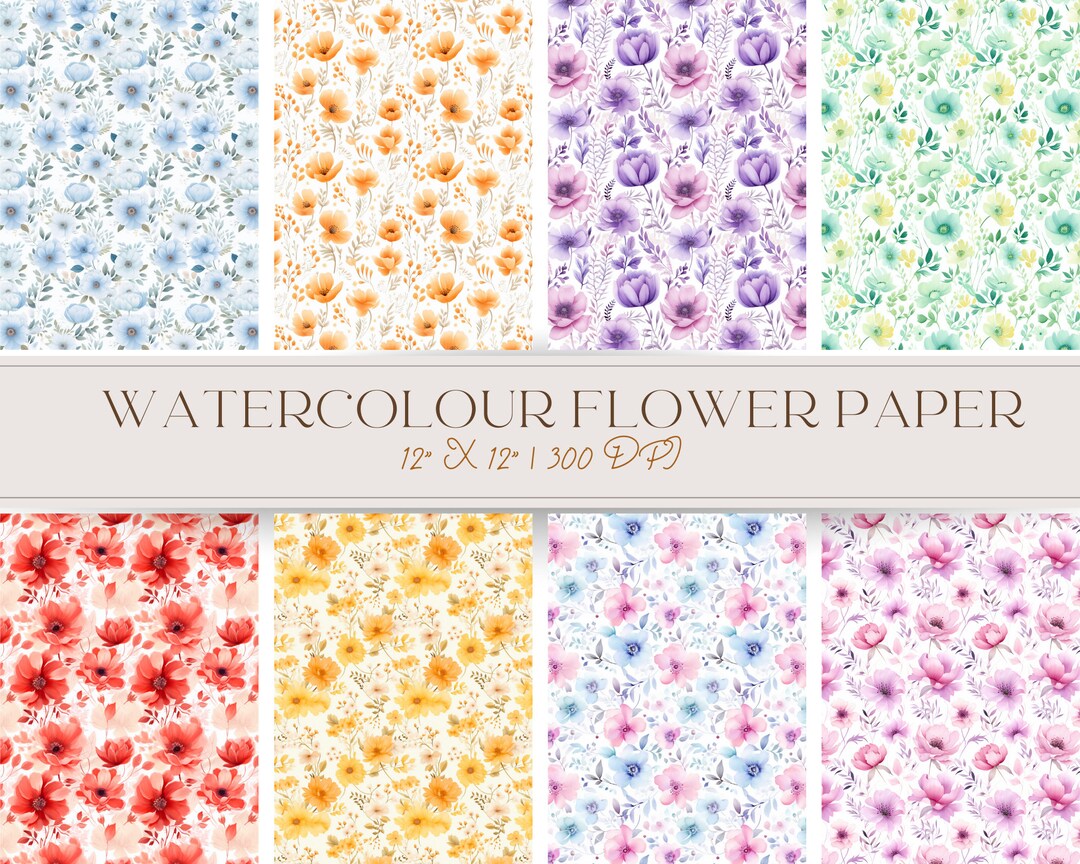 Watercolor Pastel Floral Seamless Pattern: Premium Digital Paper Pack ...