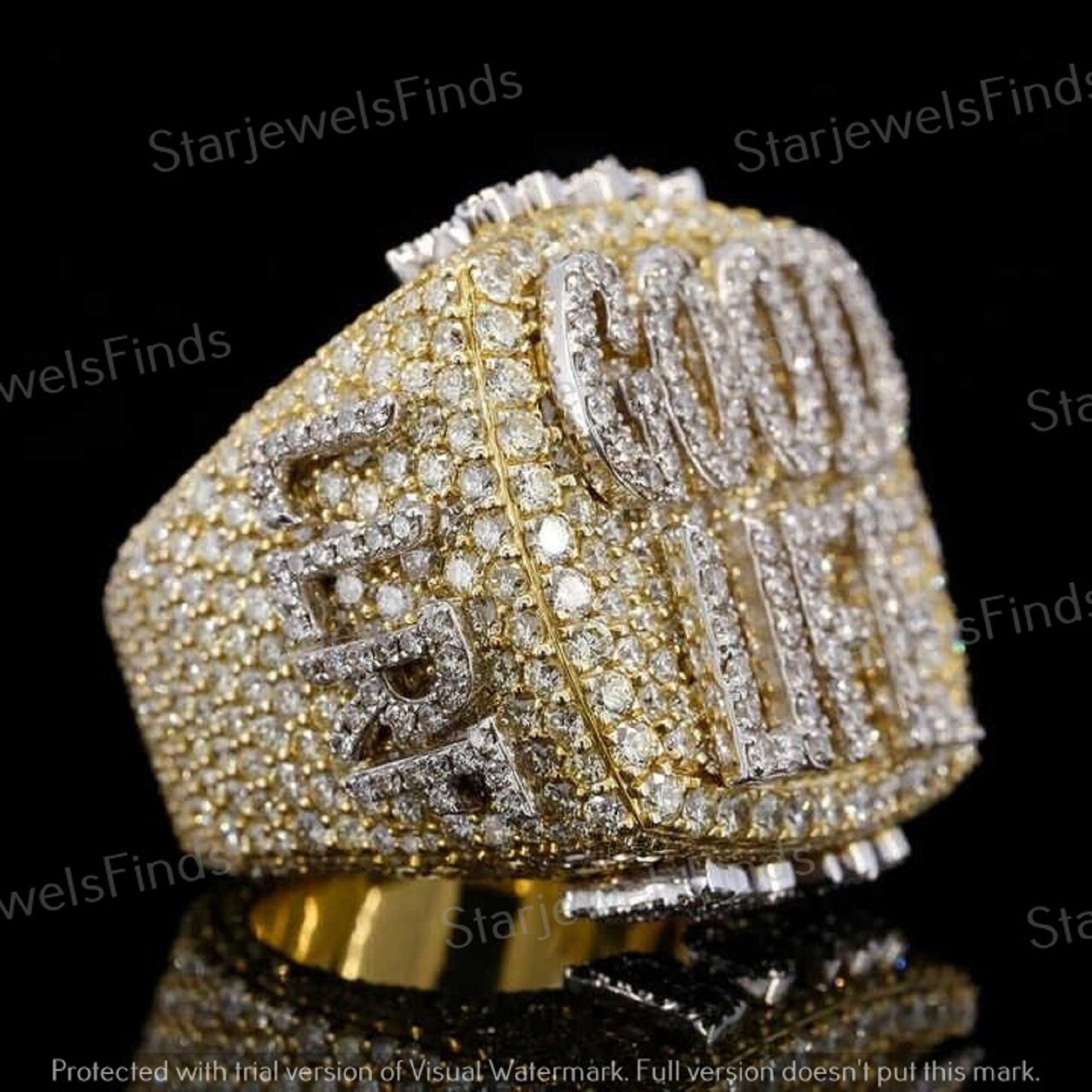 Customize Letter Ring, Fully Iced Out Rapper Ring, Hip Hop Diamond Ring ...