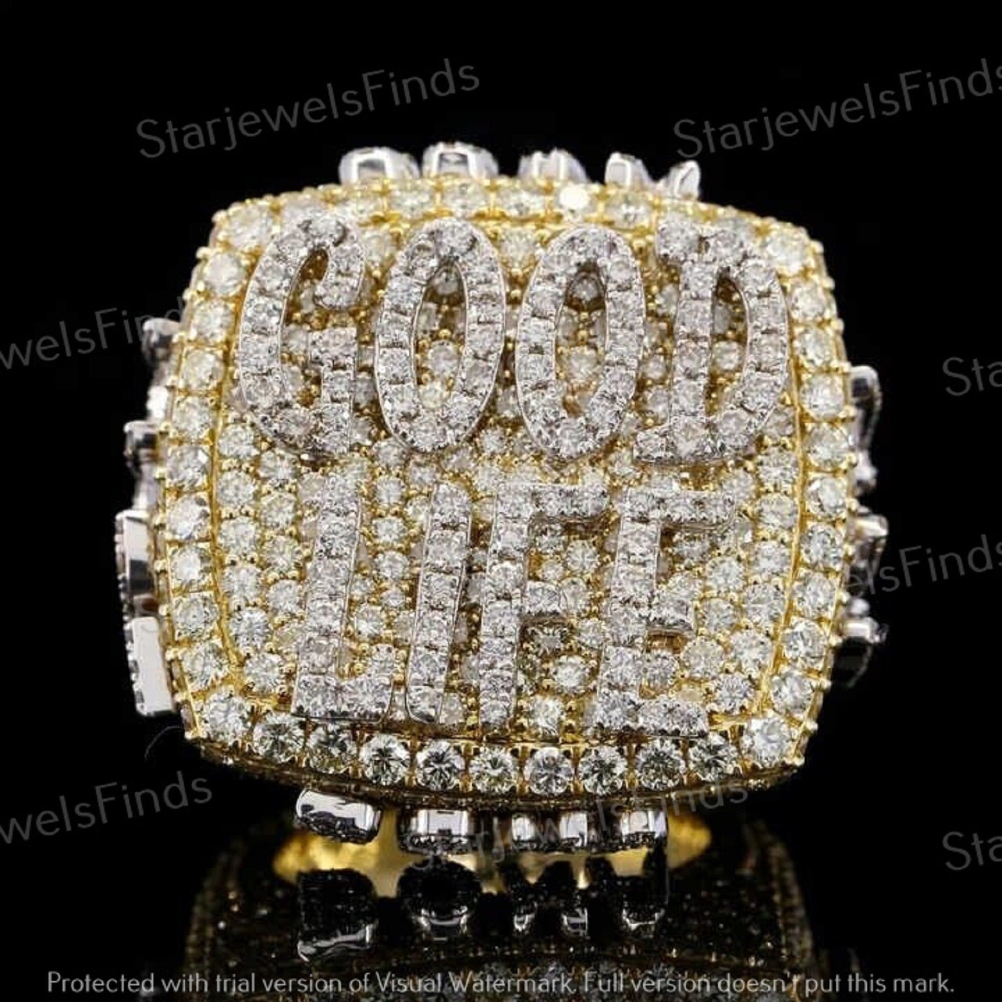 Customize Letter Ring, Fully Iced Out Rapper Ring, Hip Hop Diamond Ring ...