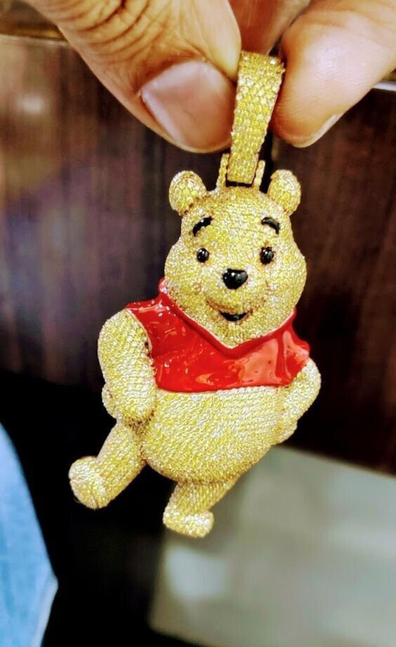 Television Character Pendant, Pooh Cartoon Pendant, 925 Sterling Silver ...