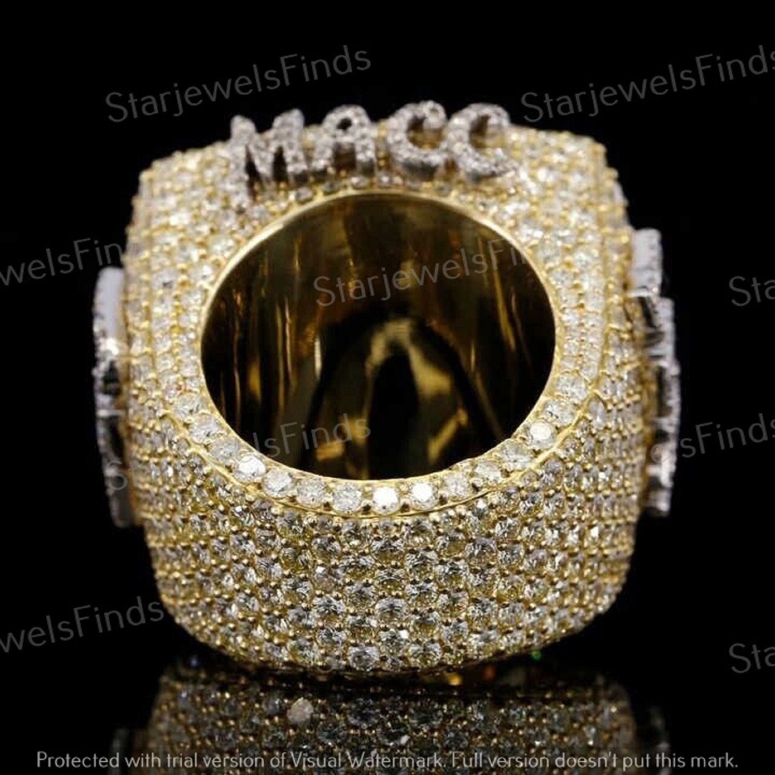 Customize Letter Ring, Fully Iced Out Rapper Ring, Hip Hop Diamond Ring ...