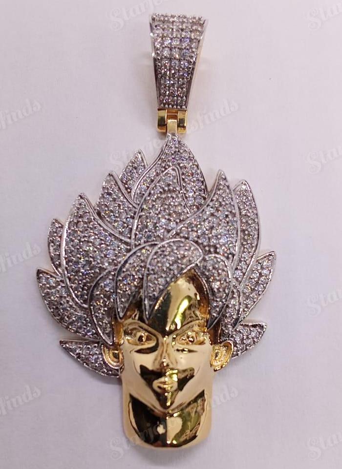Lab created Round Diamond Dragon Ball Z Son Goku Animation Pendant 14K Yellow Gold Plated Charm Custom Pendant 925 Sterling Silver Pendant Etsy
