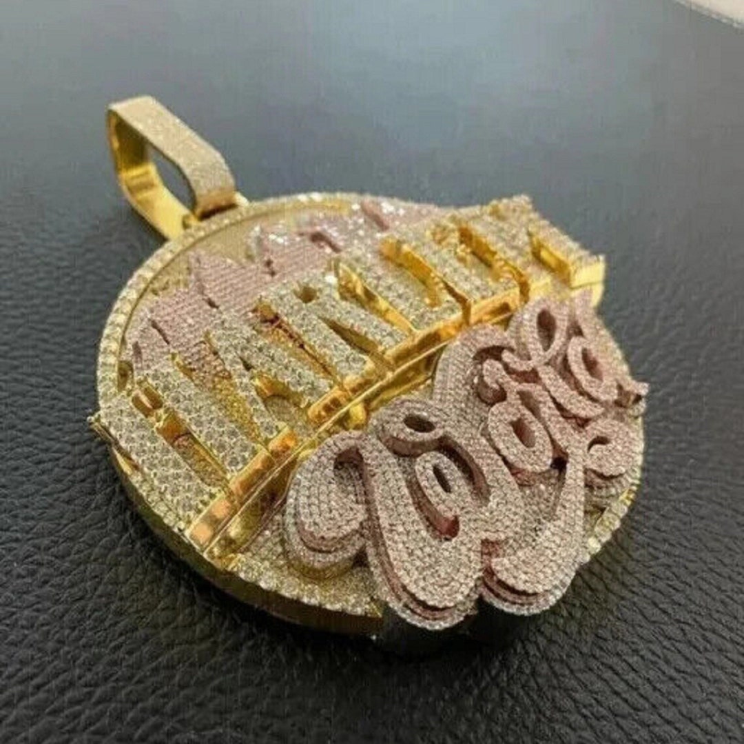 HARLEM World Letter Pendant, Diamond CUSTOM NAME Pendant, 14K Two Tone ...