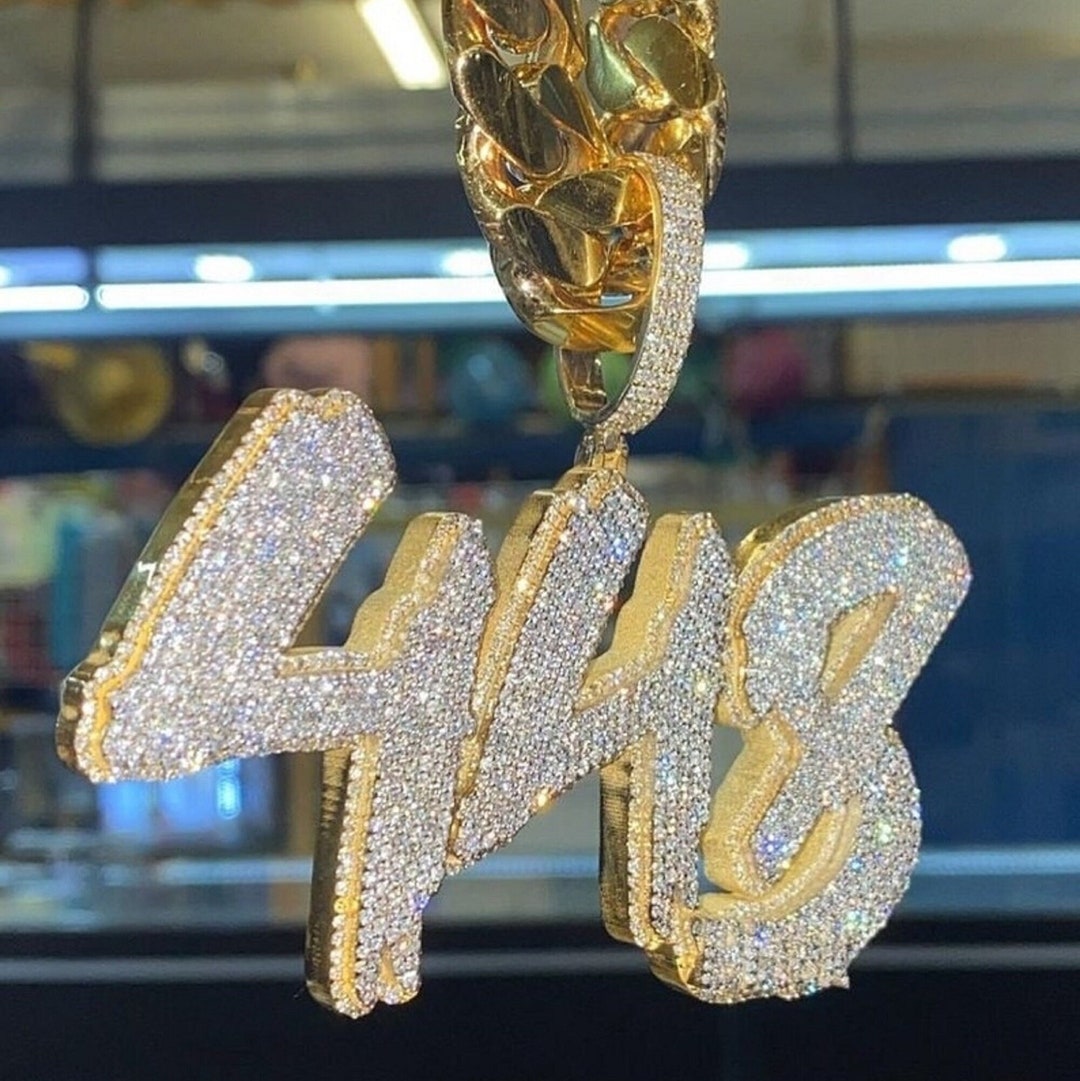 Iced Out Numerical Personalized Number Pendant Custom Pendant Round ...