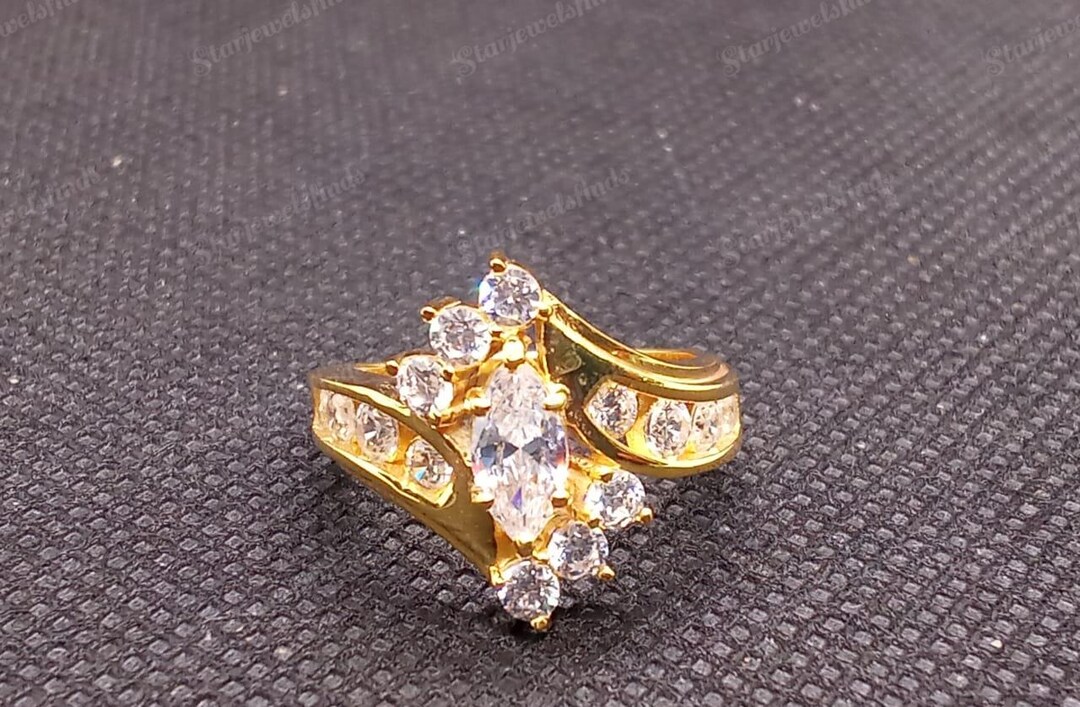 Marquise Cut Lab Created Diamond Wedding Bridal Ring Set 14k Yellow ...