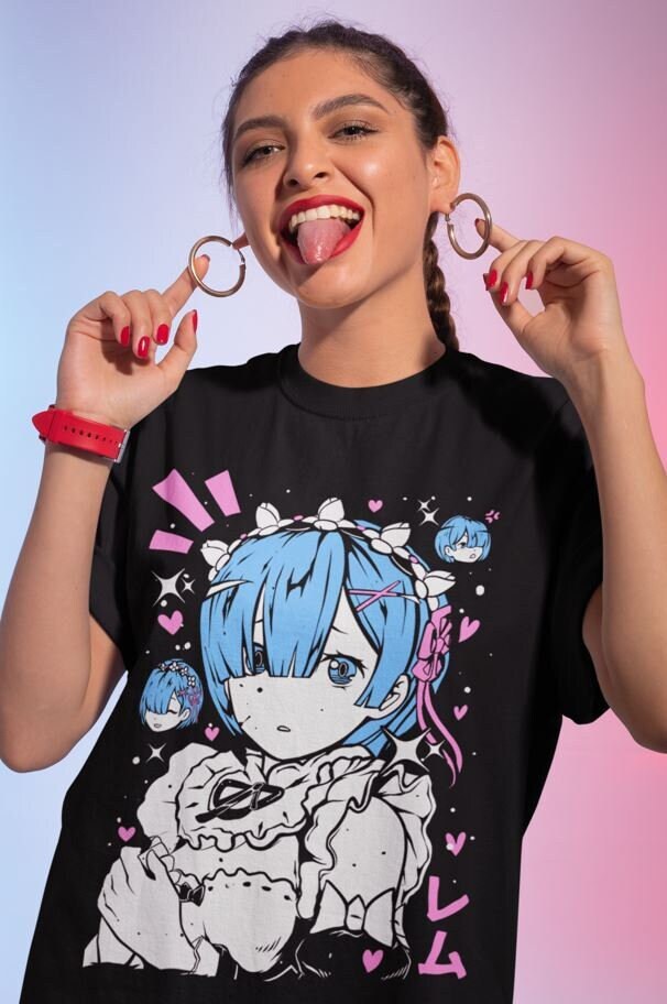 Rem Re Zero T-shirt,cute Re Zero Ram,subaru,japanese,manga Graphic Tee ...